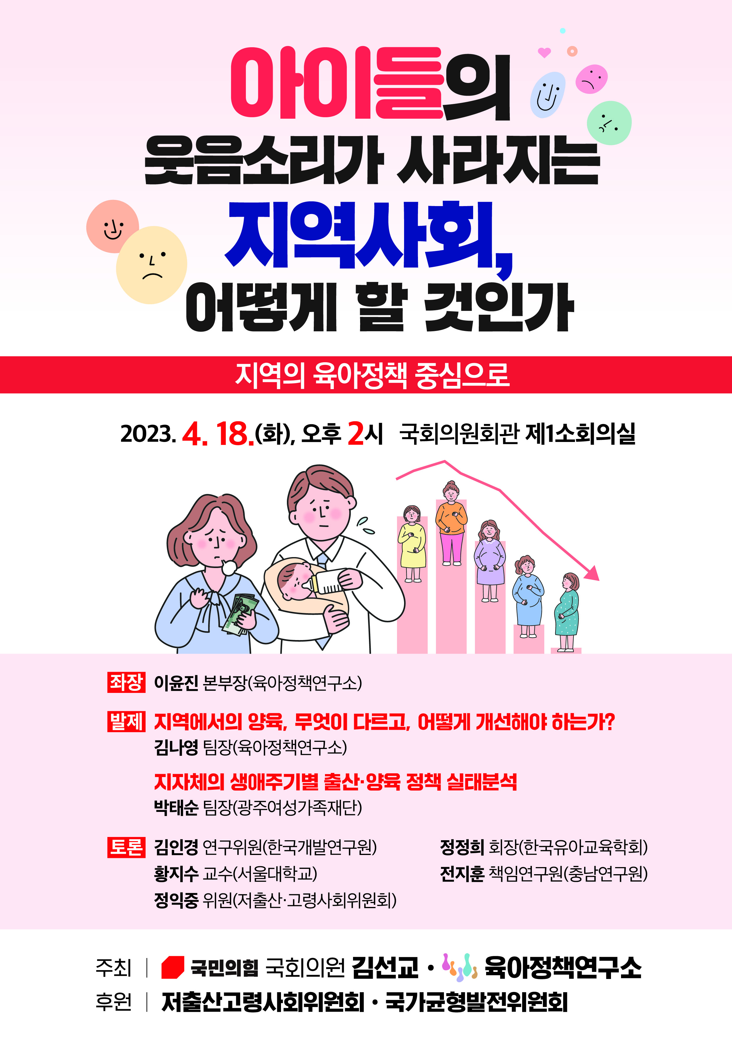 2023 Kicce 육아정책 연구생태계 포럼 아이들의 웃음소리가 사라지는 지역사회 어떻게 할 것인가 행사 일정 소식·소통