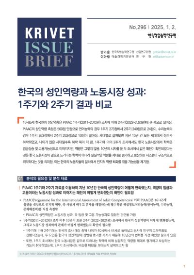 Krivet Issue Brief 296호 한국의 성인역량과 노동시장 성과 1주기와 2주기 결과 비교 연구성과 연구성과 Nrc 경제인문사회연구회 Nrc 공식